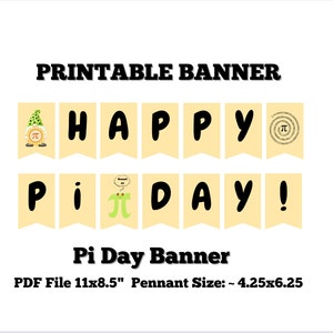 Pi Day Printable Banner, Pi Day Classroom Party Banner, Happy Pi Day ...