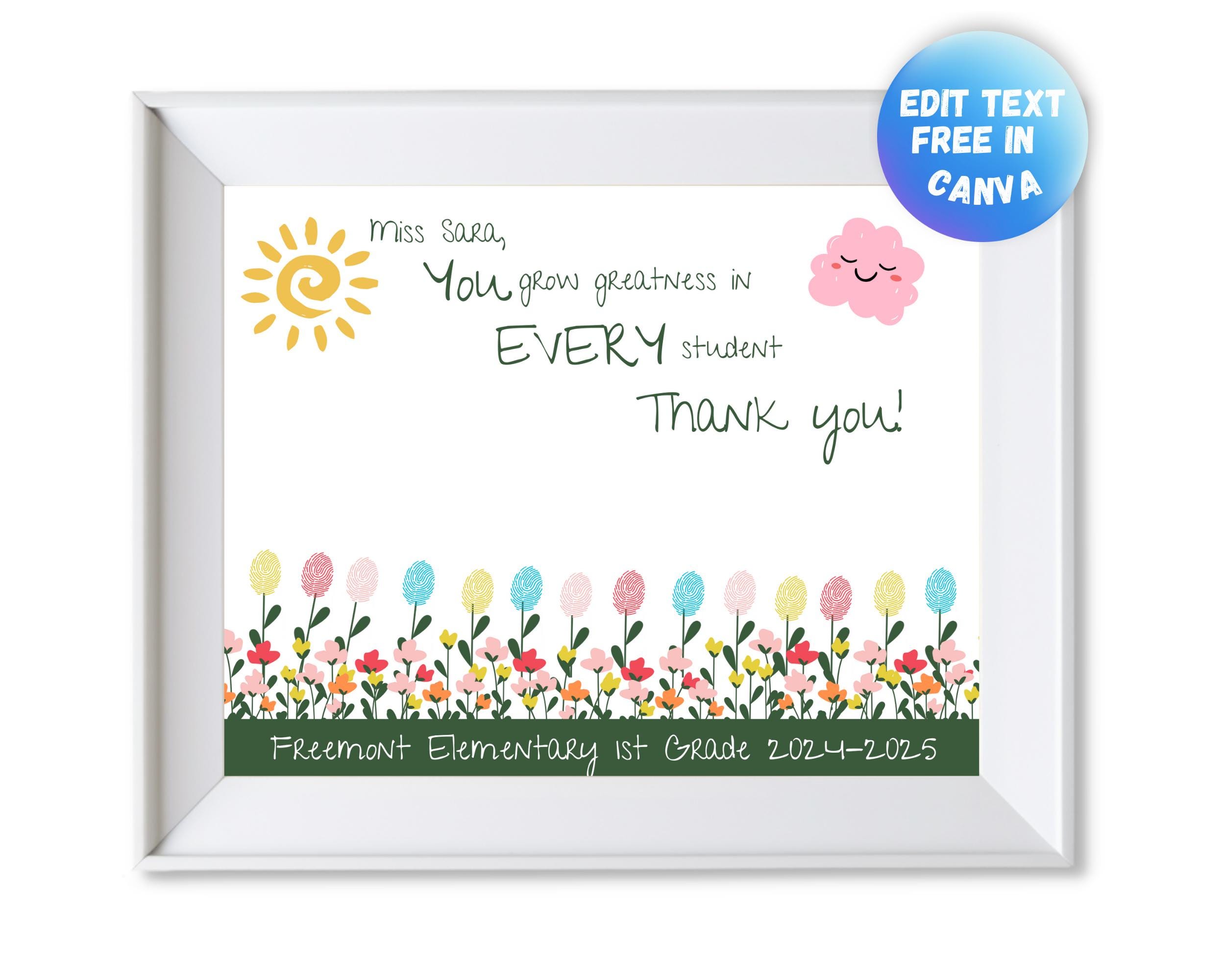 Teacher Appreciation Gift, Fingerprint Art, Handprint Craft, Thumbprint ...