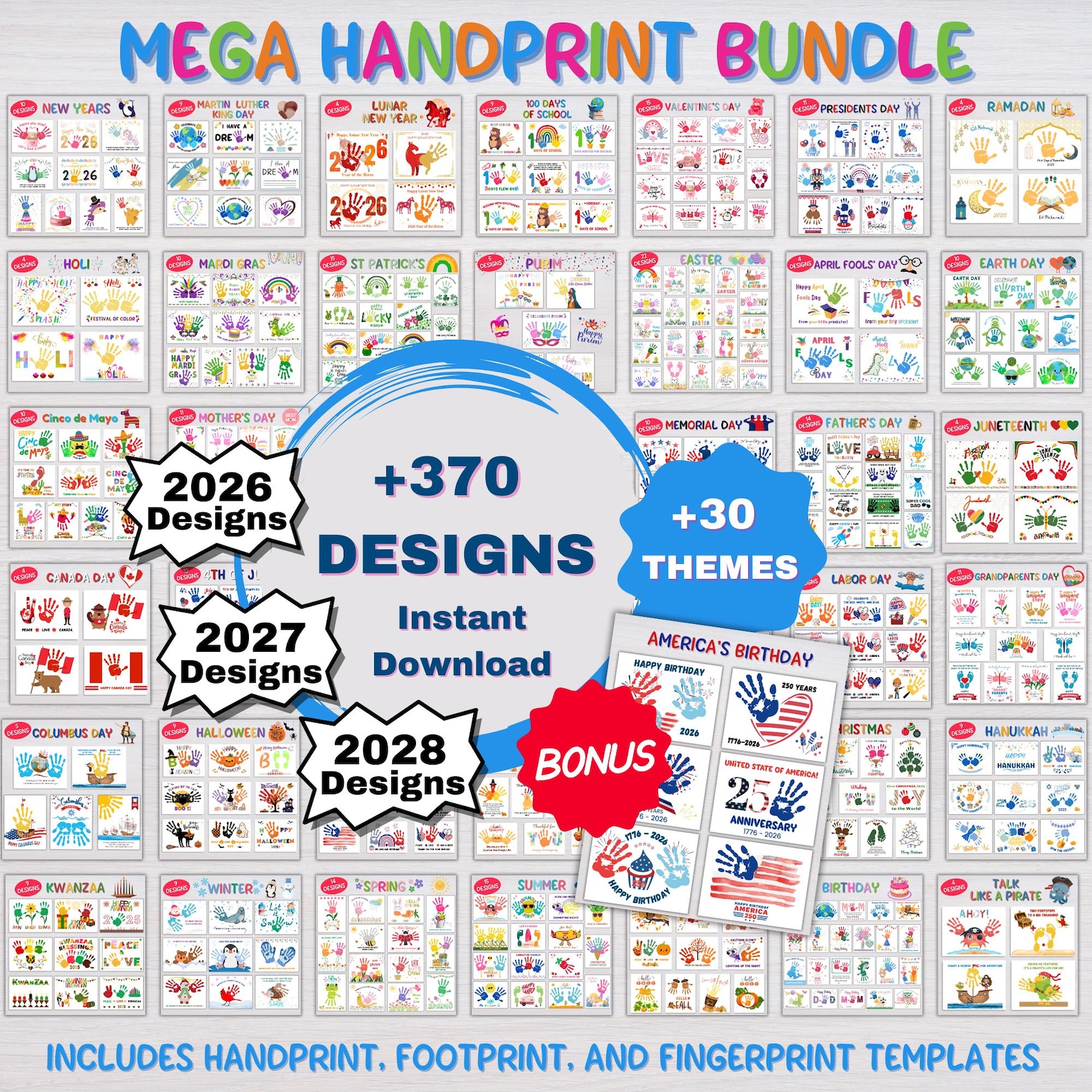 Mega Handprint Craft Bundle, Handprint Art, Handprint Activity for ...