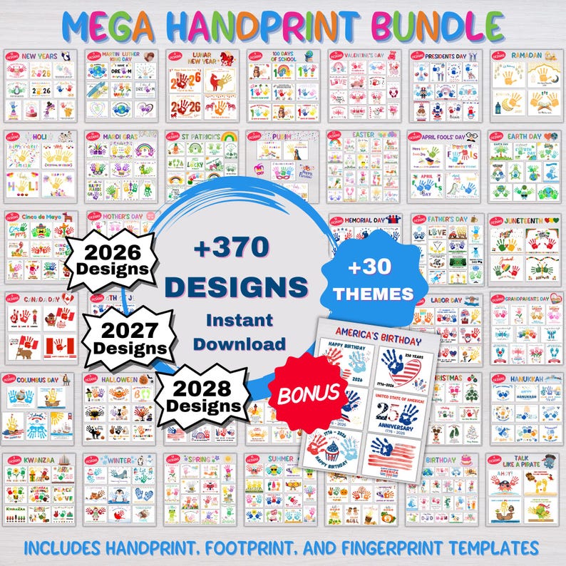 Mega Handprint Craft Bundle, Handprint Art, Handprint Activity for ...