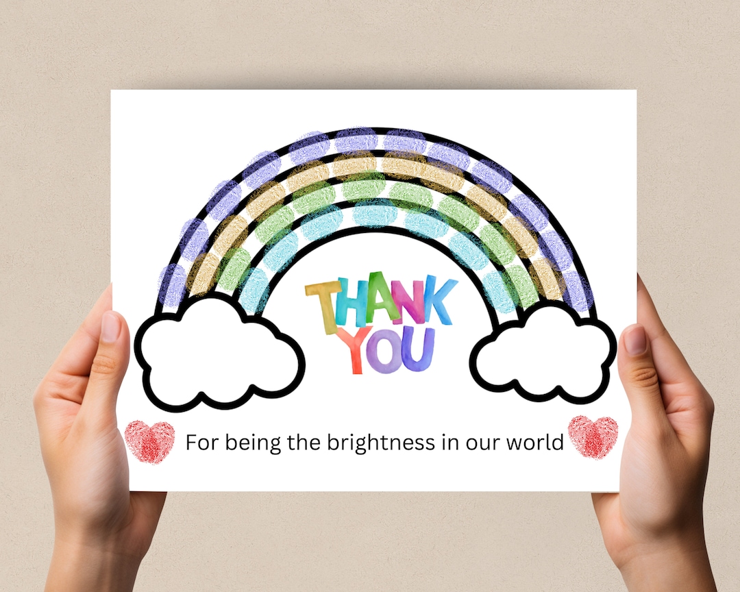 Teacher Thank You Gift, Fingerprint Art, Handprint Keepsake, Daycare ...
