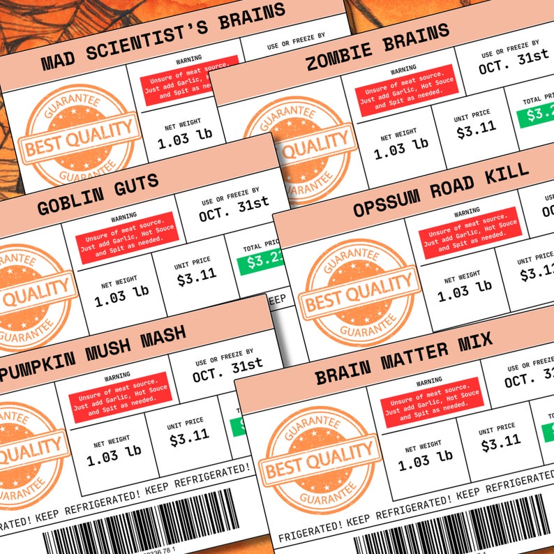 Halloween Meat Label, Fake Meat Label, Funny Fake Labels, Halloween ...