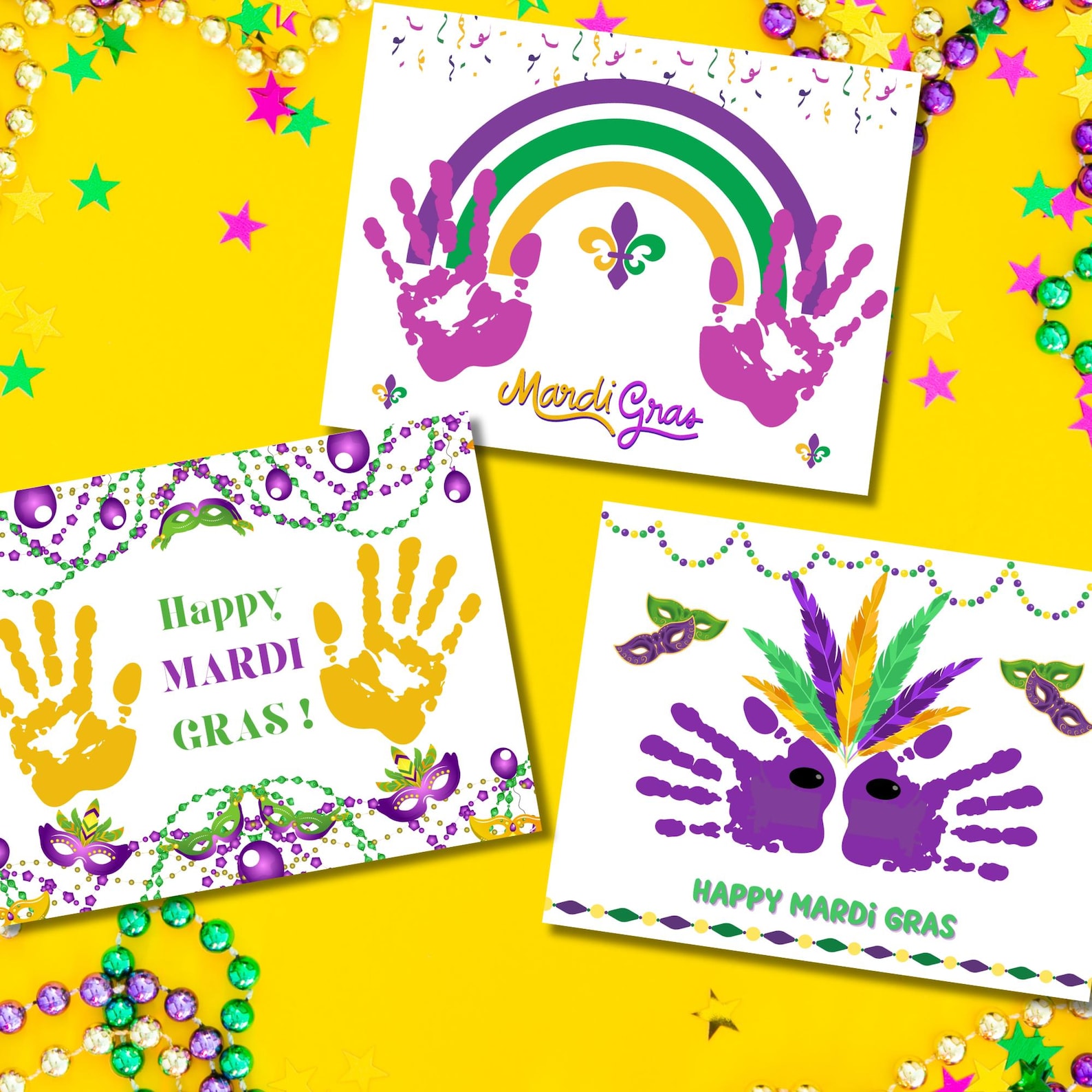 Mardi Gras Handprint Craft, Mardi Gras Handprint Art, Printable ...
