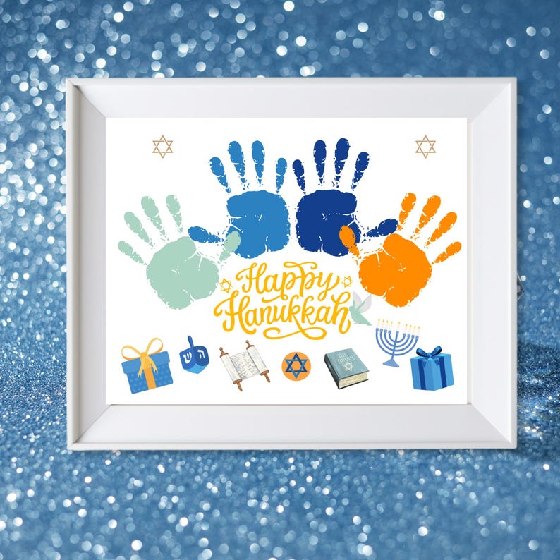 Hanukkah Handprint Craft, Handprint Art, Daycare Craft Happy Hanukkah ...