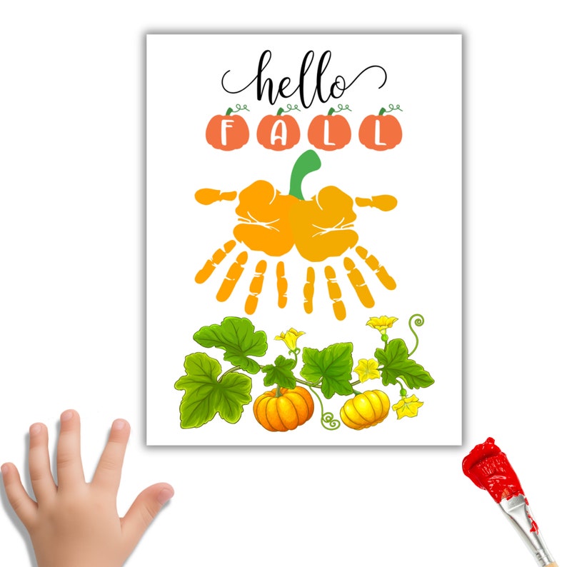 Fall Handprint Art, Pumpkin Patch Handprint Craft, Preschool Activity ...