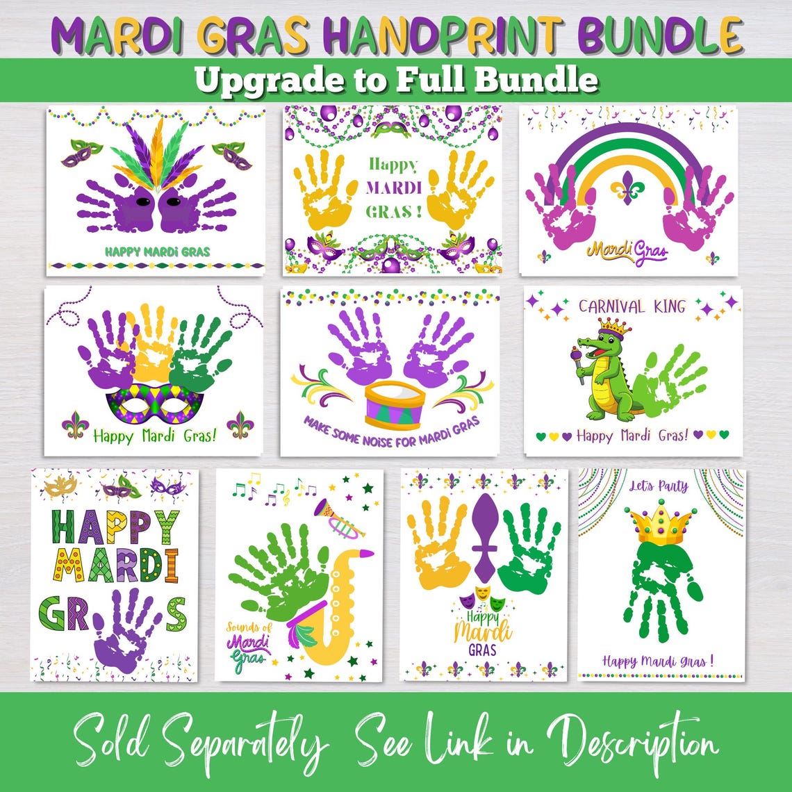 Mardi Gras Handprint Craft, Mardi Gras Handprint Art, Crown Handprint ...