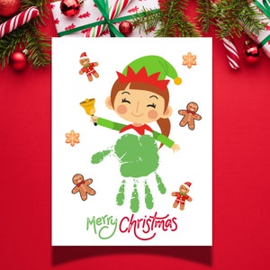 Christmas Handprint Craft, Handprint Art Christmas Elf, Christmas ...