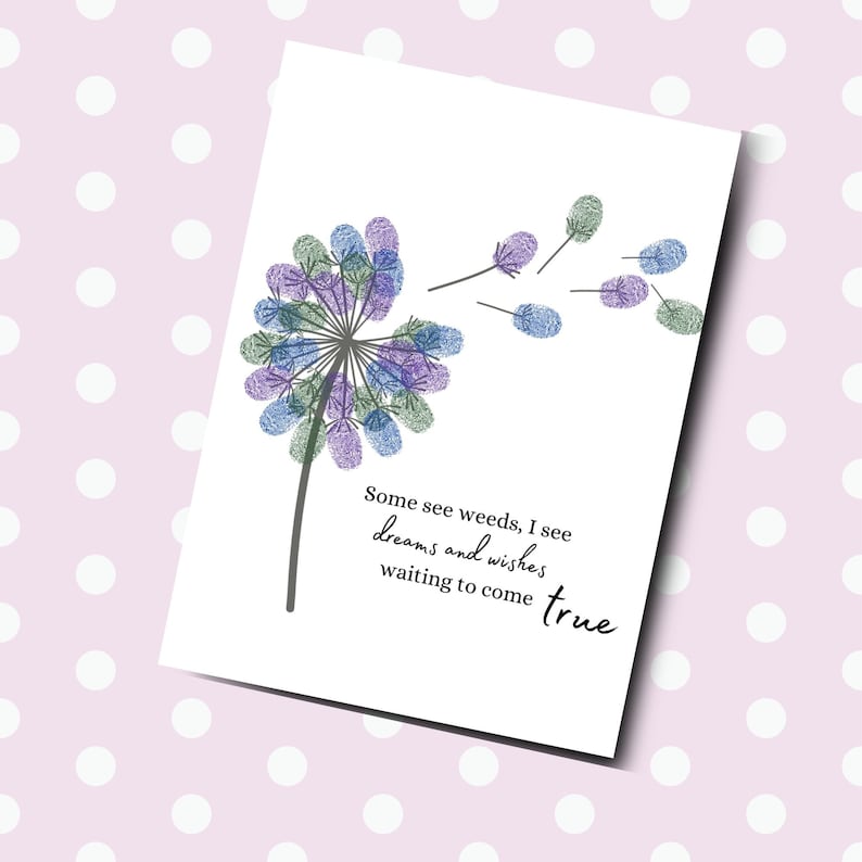 Fingerprint Art Dandelion Wishes Handprint Craft Project, Inspirational ...