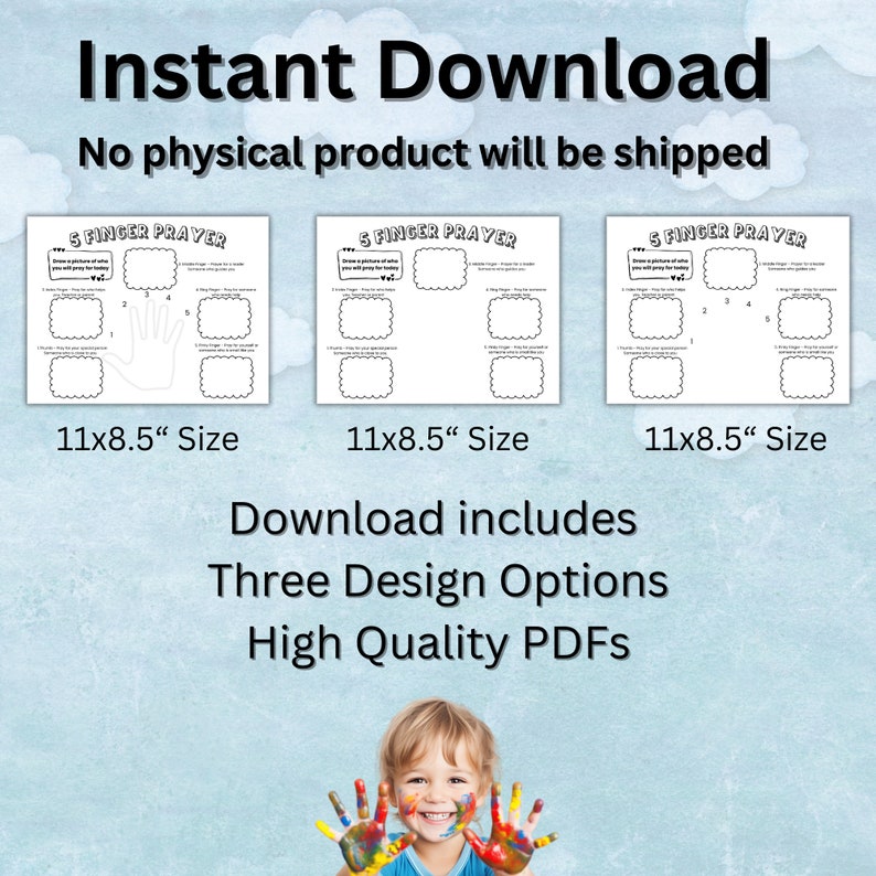 5 Finger Prayer Handprint Art, Sunday School Activity, Grow in Christ ...