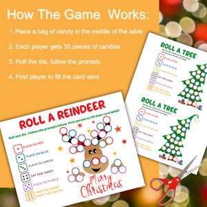 Roll a Tree Game, Printable Holiday Game Bundle, Christmas Party, Candy ...
