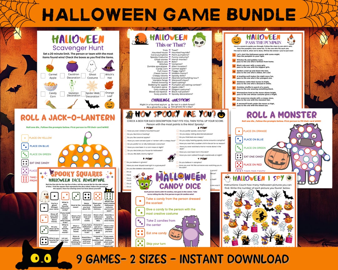 Halloween Game Bundle, Halloween Printable Game for Kids and Adults ...