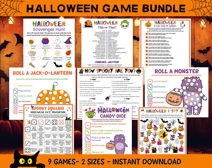 Halloween Game Bundle, Halloween Printable Game for Kids and Adults ...