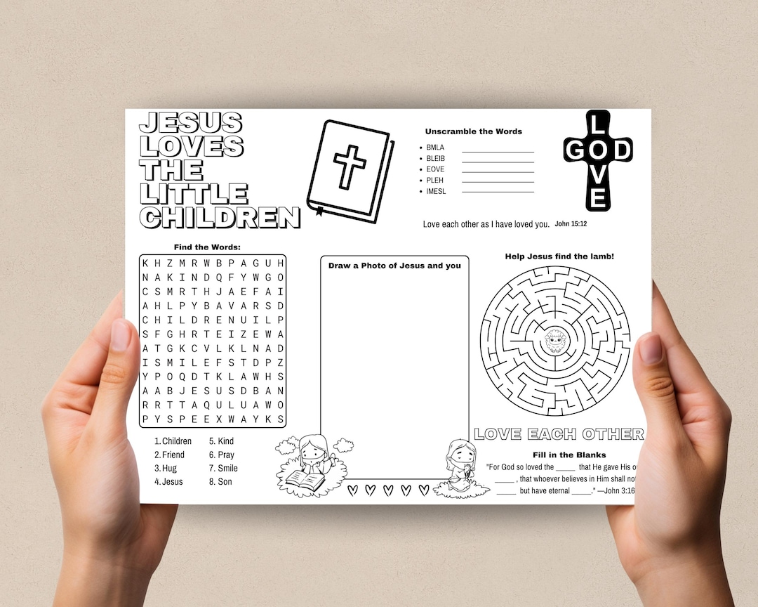 Jesus Loves You Coloring Activity Mat, Printable Christian Coloring ...