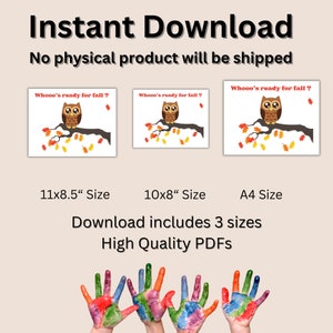 Fall Handprint Art, Owl Handprint Craft, Preschool Activity for Babies ...