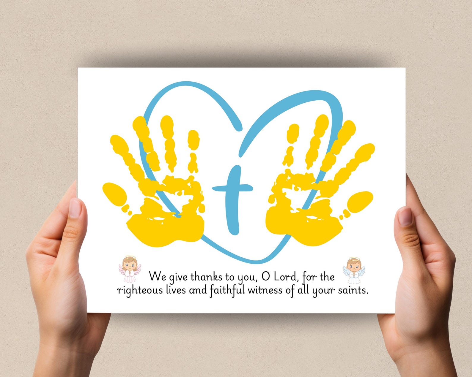All Saints Day Handprint Craft, Handprint Art Prayer Hands, Preschool ...
