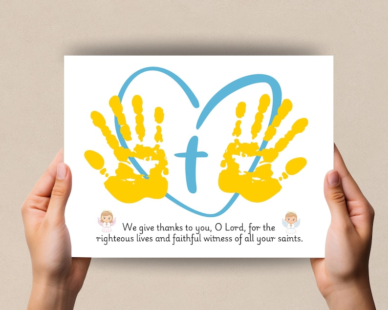 All Saints Day Handprint Craft, Handprint Art Prayer Hands, Preschool ...