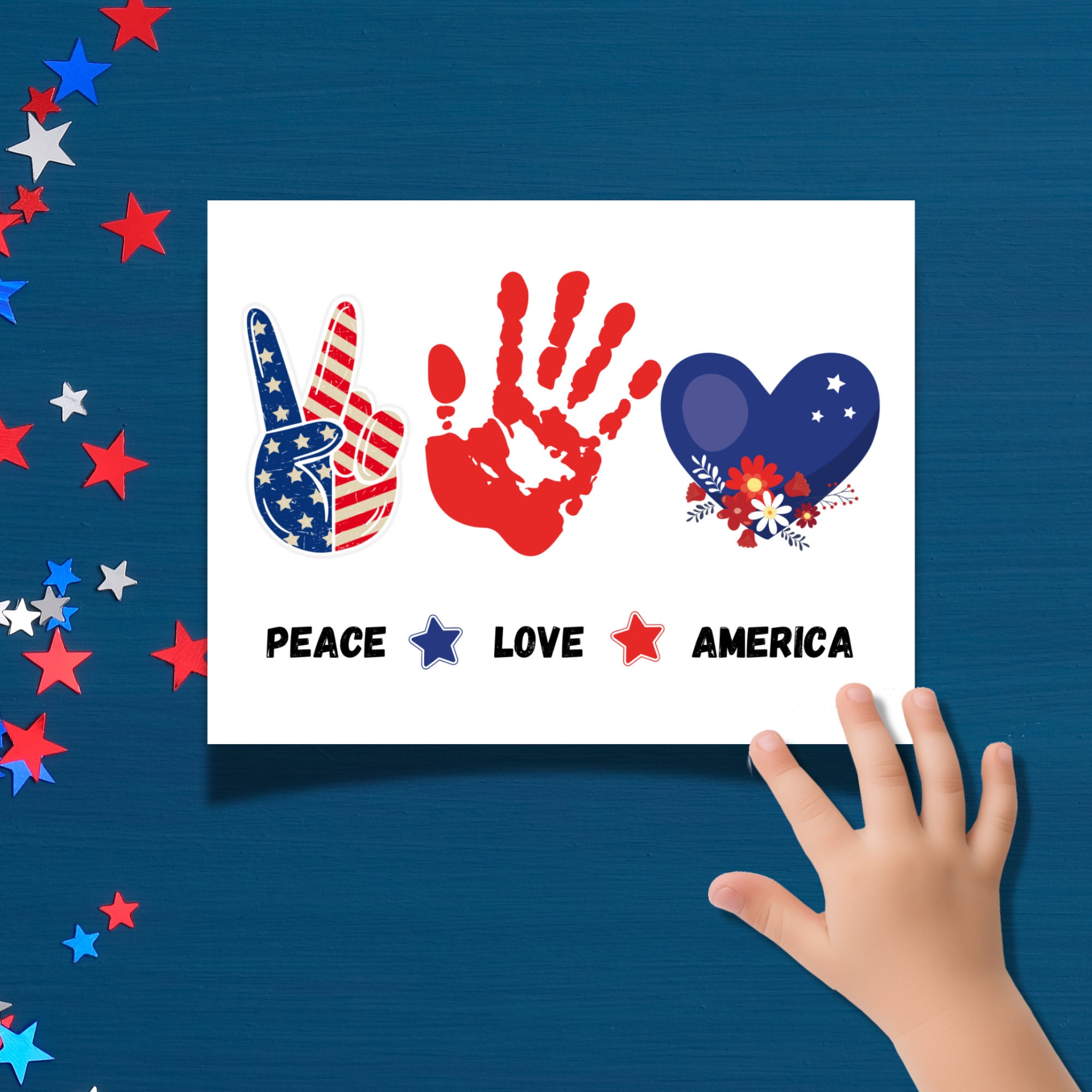 Memorial Day Handprint Art, Memorial Day Craft Activity for Toddler ...