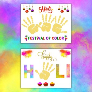 Holi Handprint Bundle, Holi Handprint Craft, Preschool Handprint ...