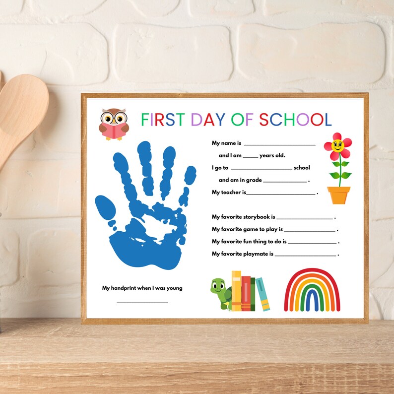 First Day of Preschool Handprint Art, Handprint Craft, First Day of ...