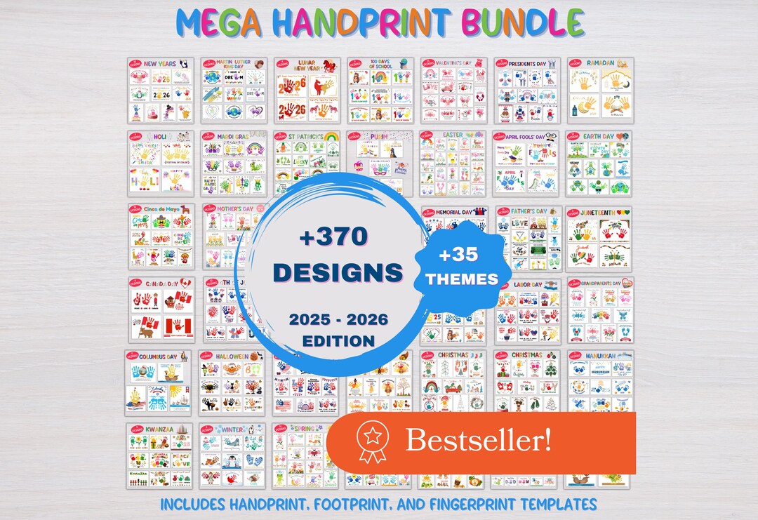 Mega Handprint Craft Bundle, Handprint Art, Handprint Activity for ...