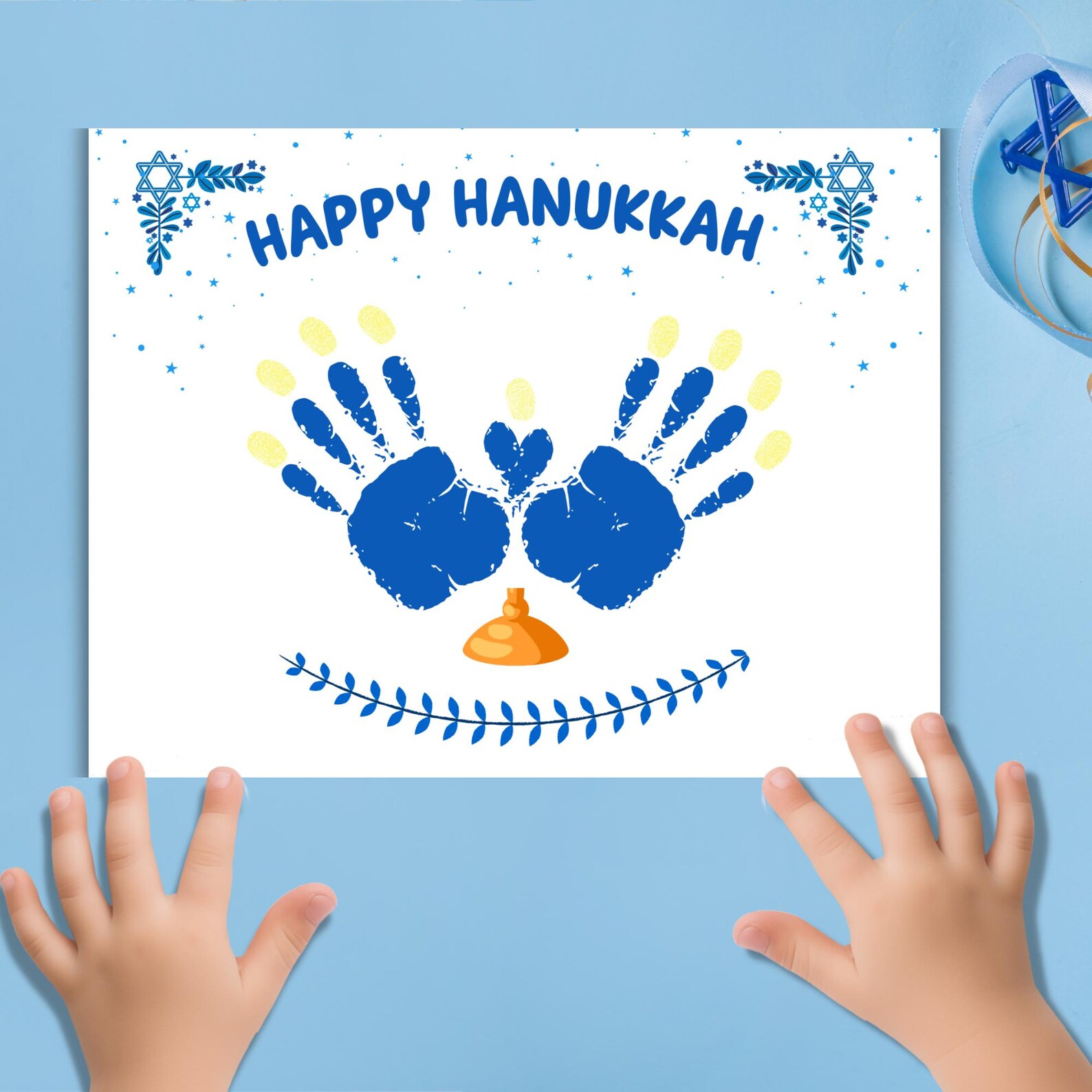 Hanukkah Handprint Craft, Handprint Art, Hanukkah Menorah, Preschool ...