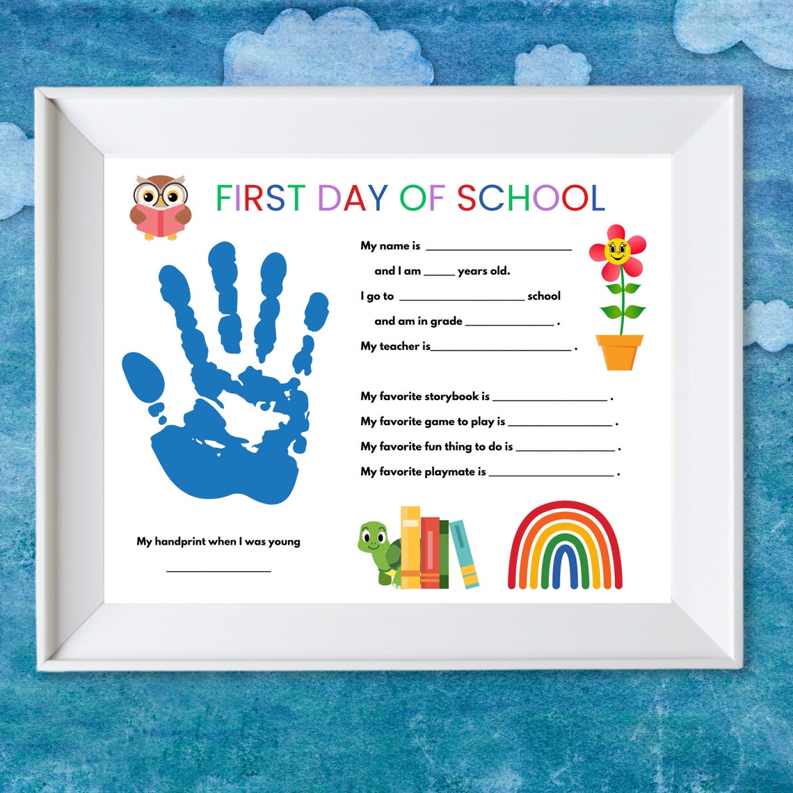 First Day of Preschool Handprint Art, Handprint Craft, First Day of ...