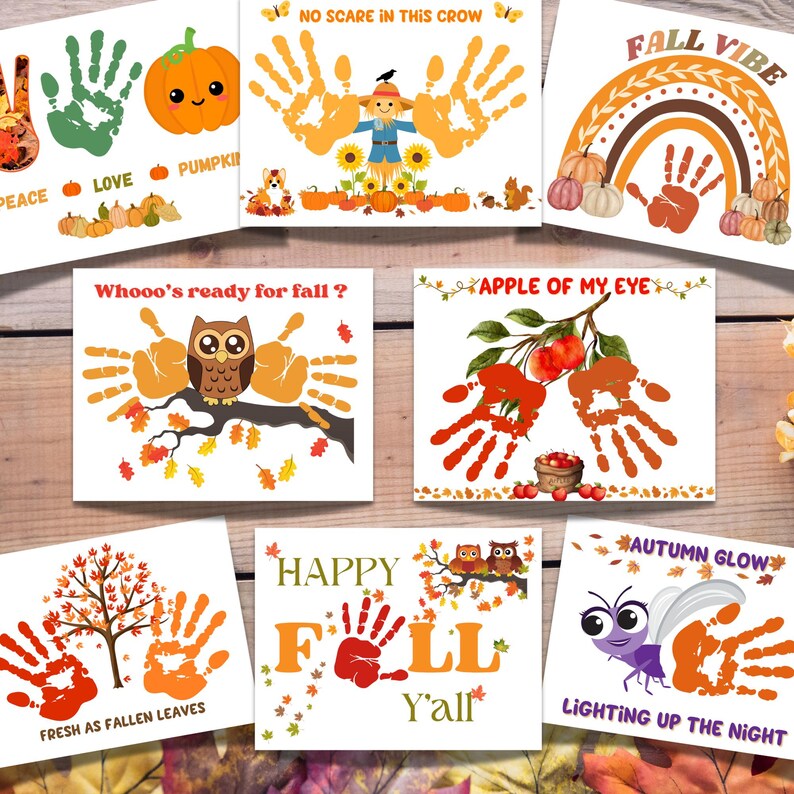 Fall Handprint Craft Bundle, Fall Handprint Art, Printable Activity for ...