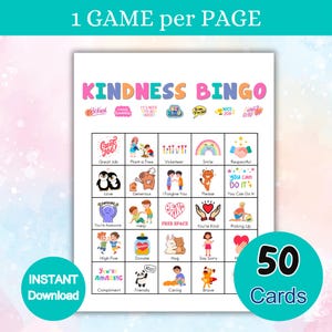 Kindness Bingo Game, 50 Printable Bingo Cards, Fun Sunday School Game ...