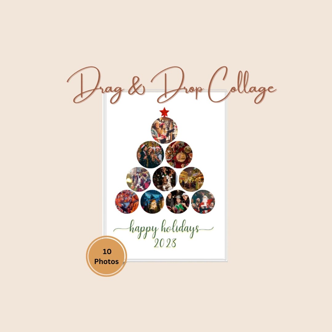 Photo Collage, Christmas Tree Shape Photo College Template, Printable ...