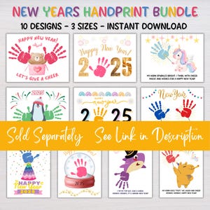 New Years Handprint Craft, New Years Handprint Art, 2025 Handprint ...
