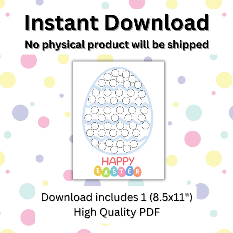 Easter Dot Marker Coloring Page for Preschoolers. Easter Egg Activity ...