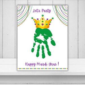 Mardi Gras Handprint Craft, Mardi Gras Handprint Art, Crown Handprint ...