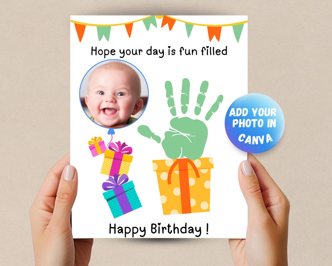 Happy Birthday Handprint Craft, Photo Craft, Preschool Activity ...