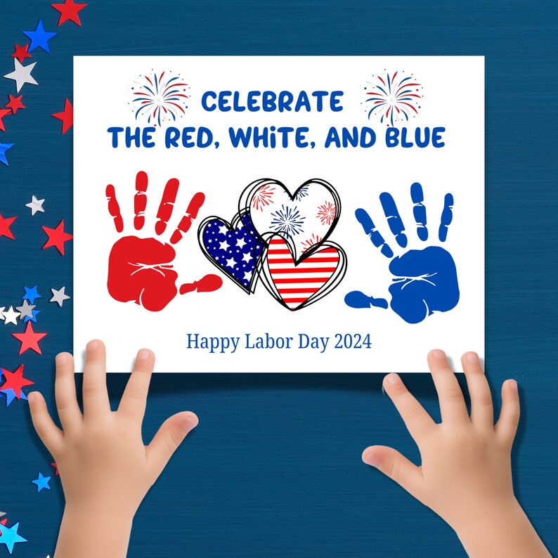 Labor Day Handprint Art, Labor Day Craft Activity, Preschool Activity ...