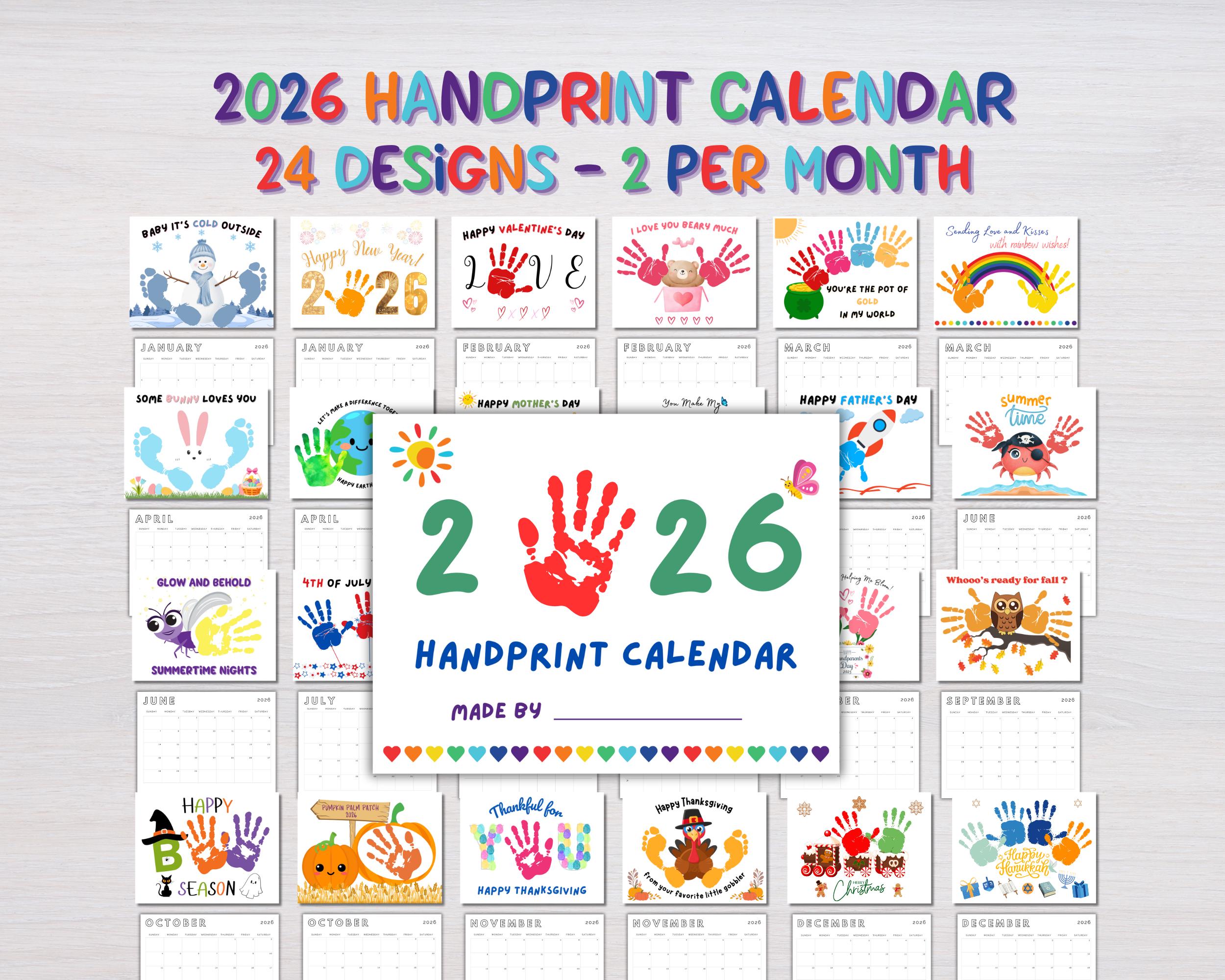 2026 Handprint Calendar, Printable Handprint Craft, Preschool Activity ...
