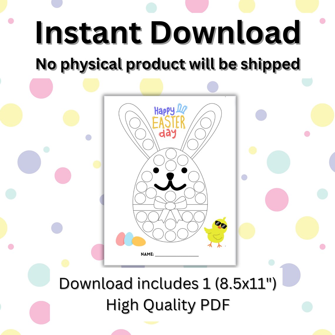 Easter Dot Marker Coloring Page for Preschoolers. Easter Activity, Dot ...