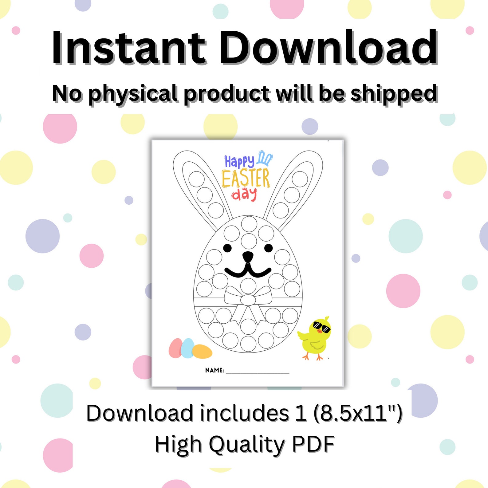 Easter Dot Marker Coloring Page for Preschoolers. Easter Activity, Dot ...