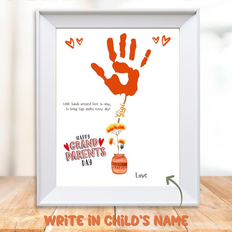 Gigi Handprint Craft, Poem for Grandparent's Day, Flower Handprint Gift ...