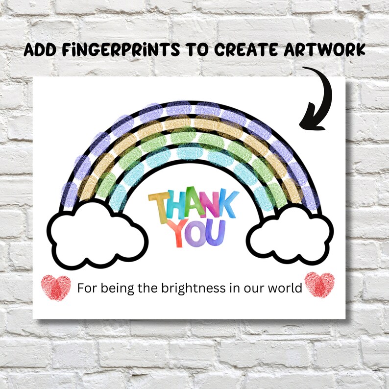 Teacher Thank You Fingerprint Art Handprint Craft, Thank You Gift ...