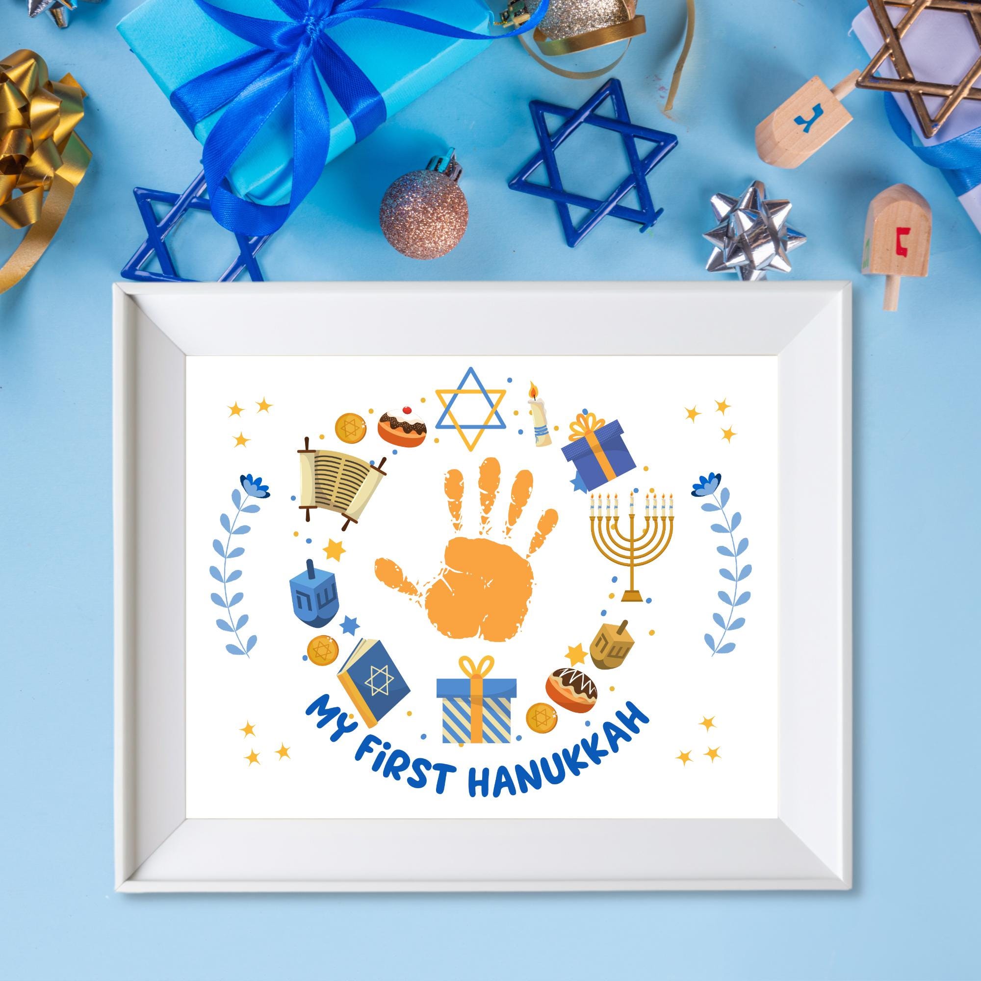 Hanukkah Handprint Craft, Handprint Art, First Hanukkah, Preschool ...