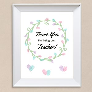 Teacher Appreciation Gift, Fingerprint Art. Year End Gift for Teacher ...