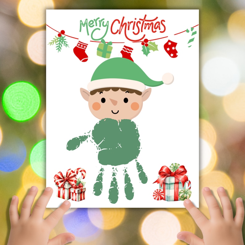 Christmas Handprint Craft, Handprint Art, Christmas Elf, Christmas ...
