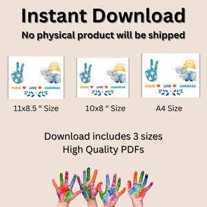 Hanukkah Handprint Craft, Handprint Art, Peace Love Hanukkah, Preschool ...