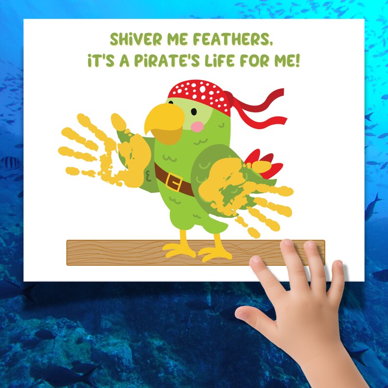 Pirate Handprint Art, Parrot Handprint Craft for Babies, Toddlers ...