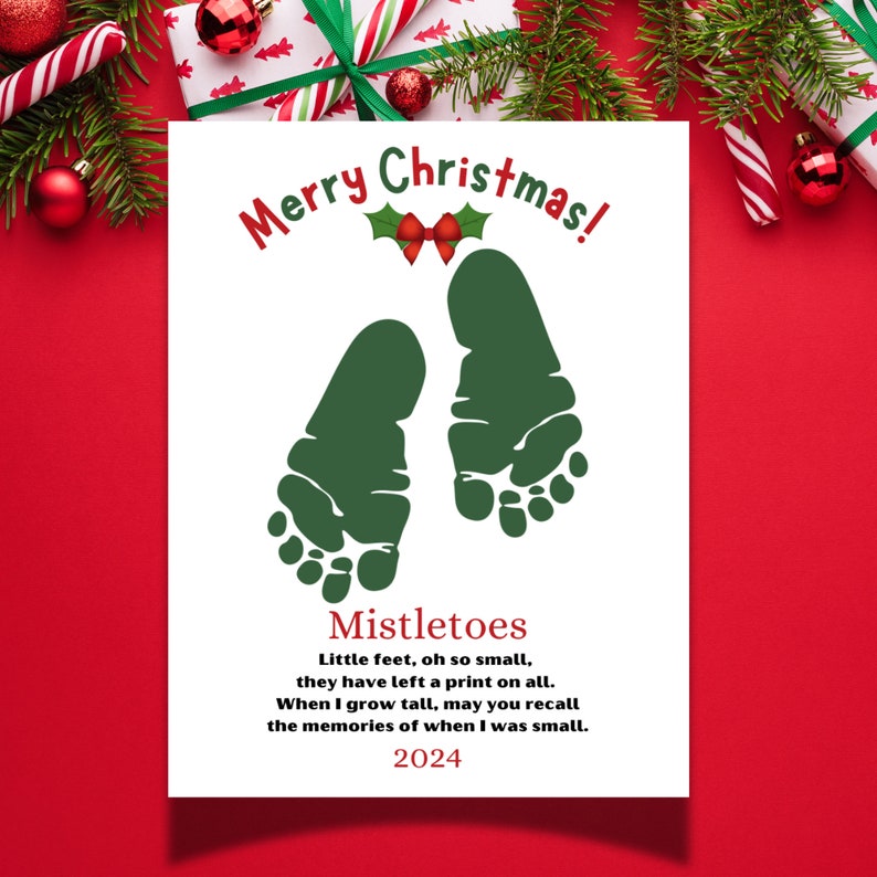 Footprint Mistletoes Christmas Craft Poem, Footprint Art, Christmas ...