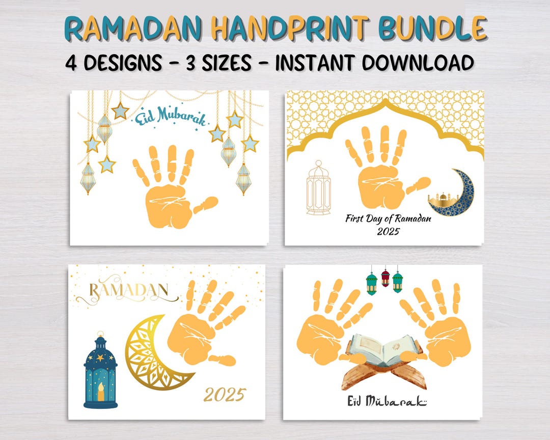 Ramadan Handprint Bundle, Ramadan Mubarak Handprint Craft, Preschool ...