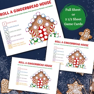 Roll a Gingerbread House Game, Printable Holiday Game, Christmas Party ...
