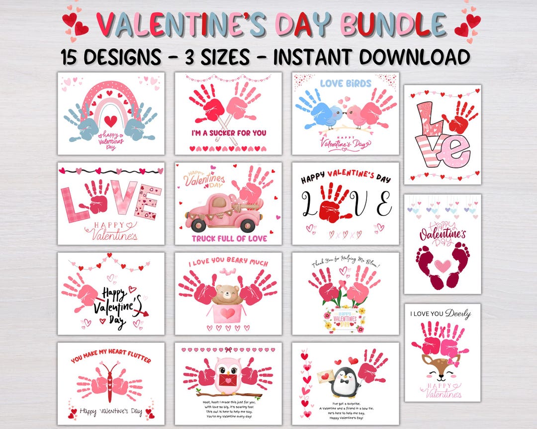 Valentines Day Handprint Art, Valentines Day Handprint Craft, Printable ...