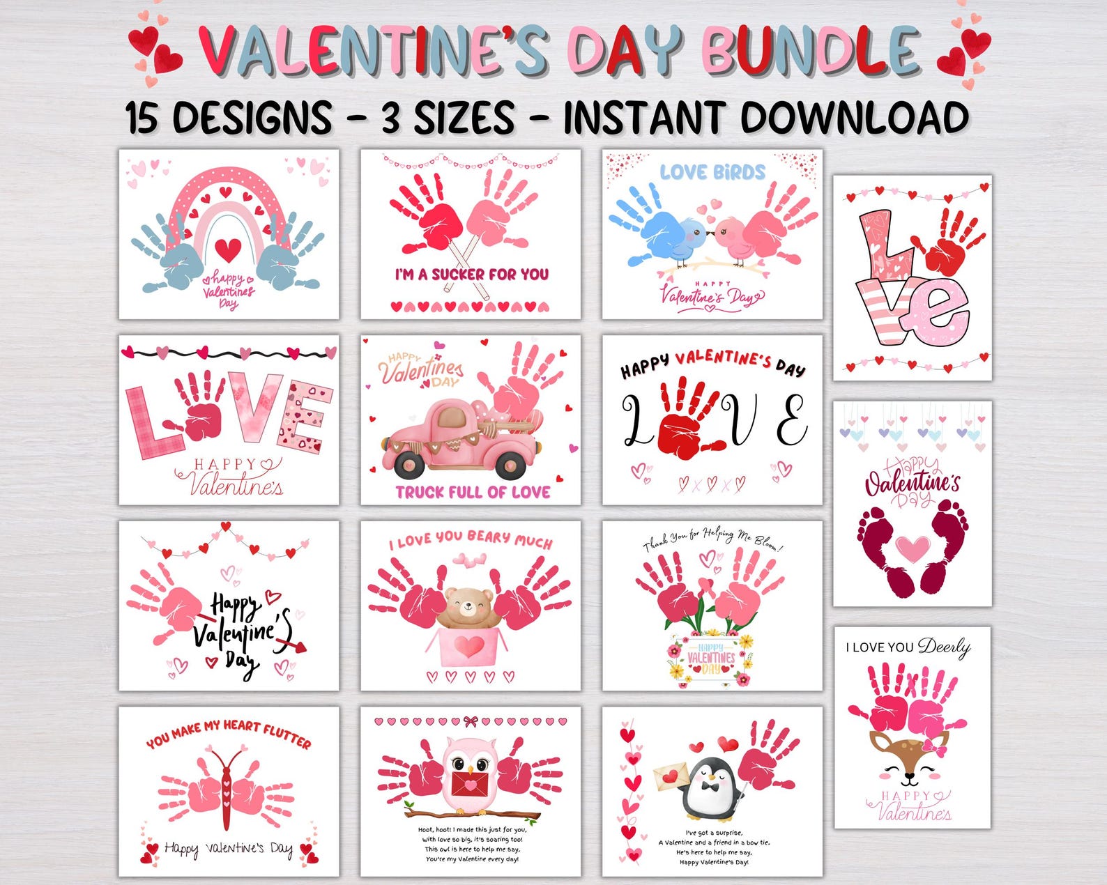 Valentines Day Handprint Art, Valentines Day Handprint Craft, Printable ...
