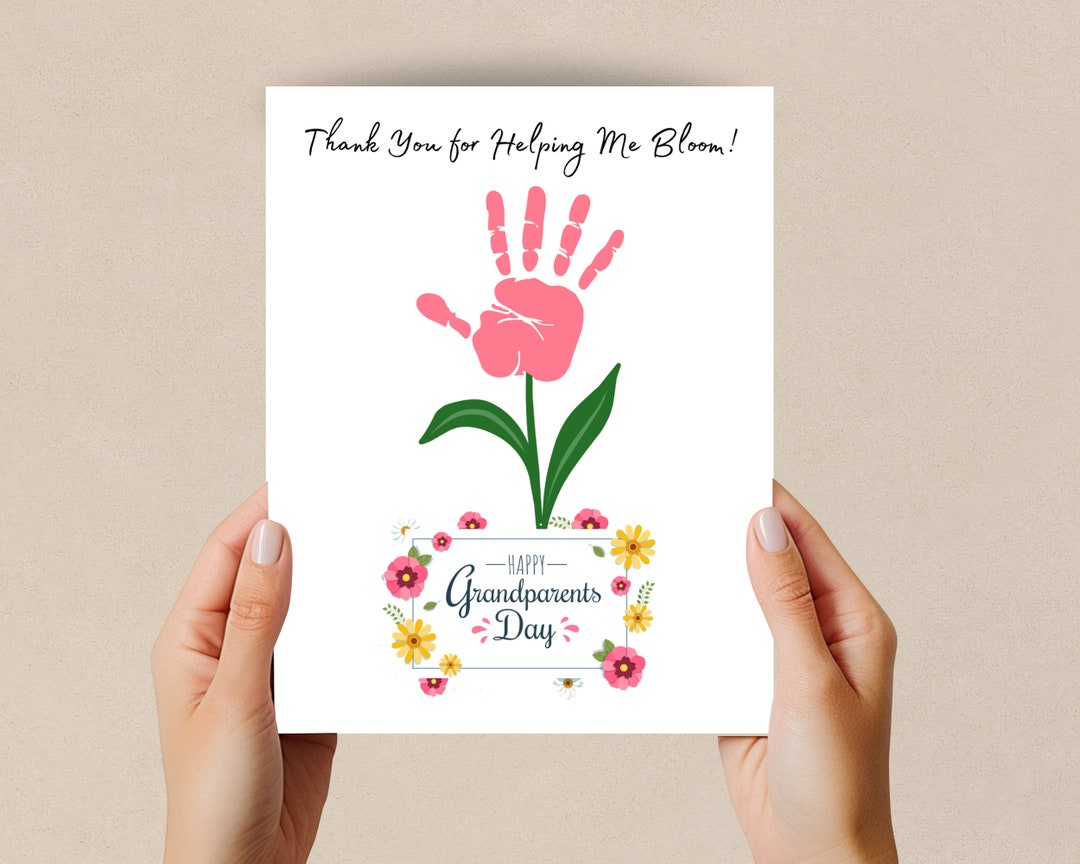 Grandparent Day Handprint Art, Preschool Handprint Craft Activity for ...